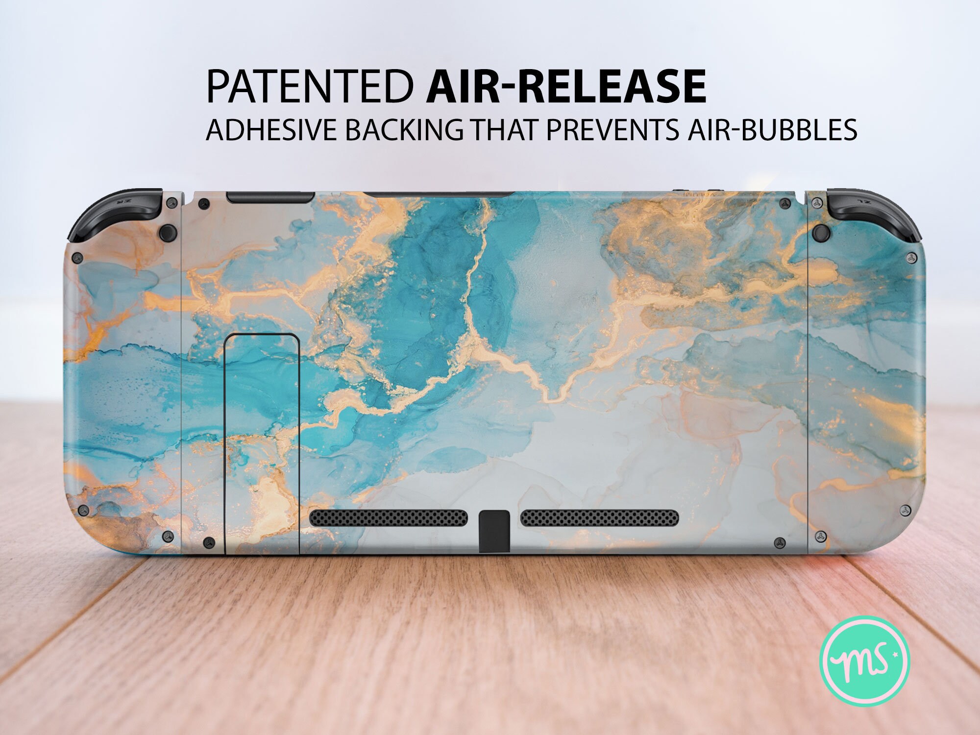 Golden and Blue Abstract Ink Art Nintendo Skin Abstract | Etsy