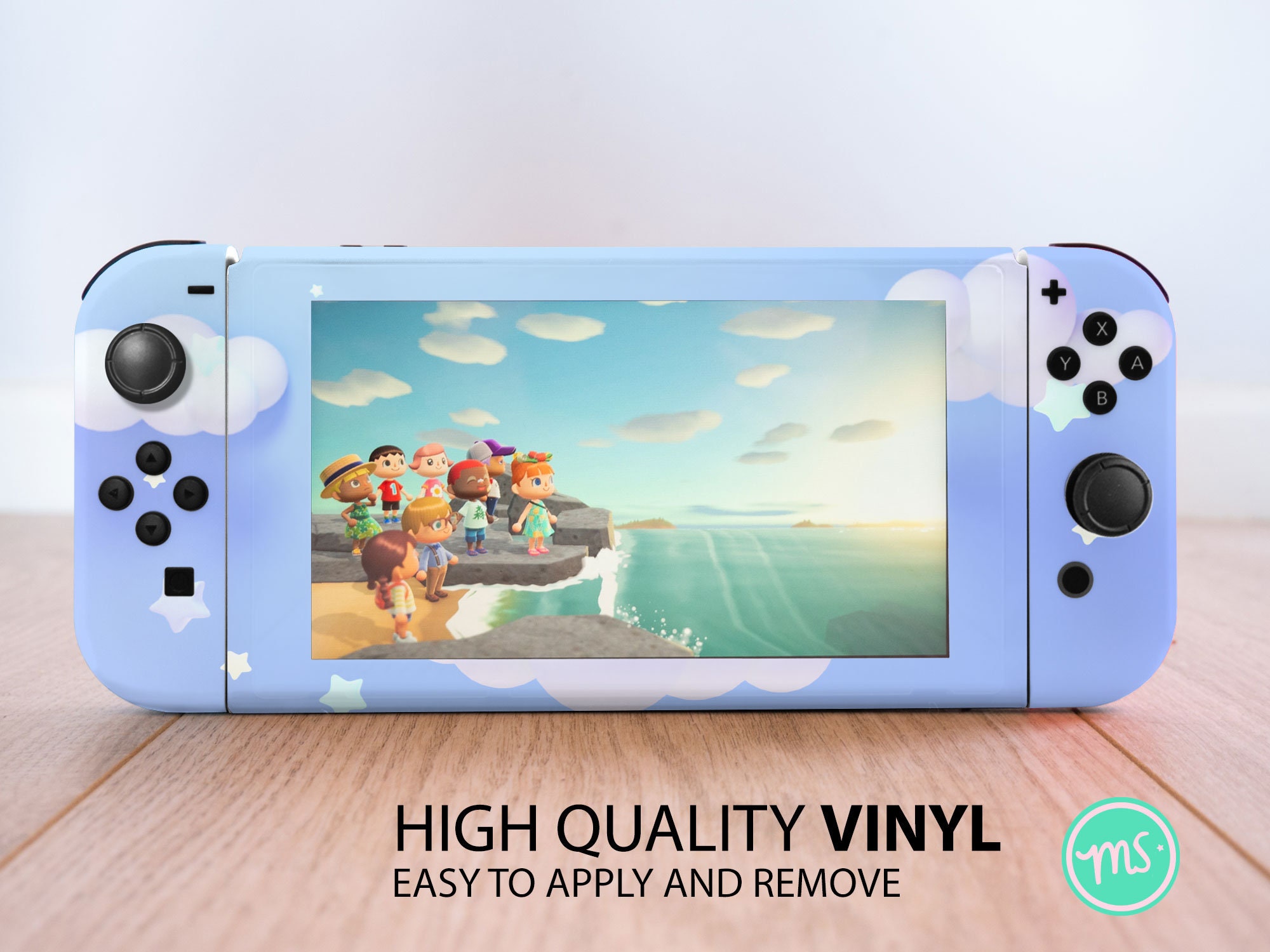 White Cloud and Stars in Cartoony Style Nintendo Skin White | Etsy