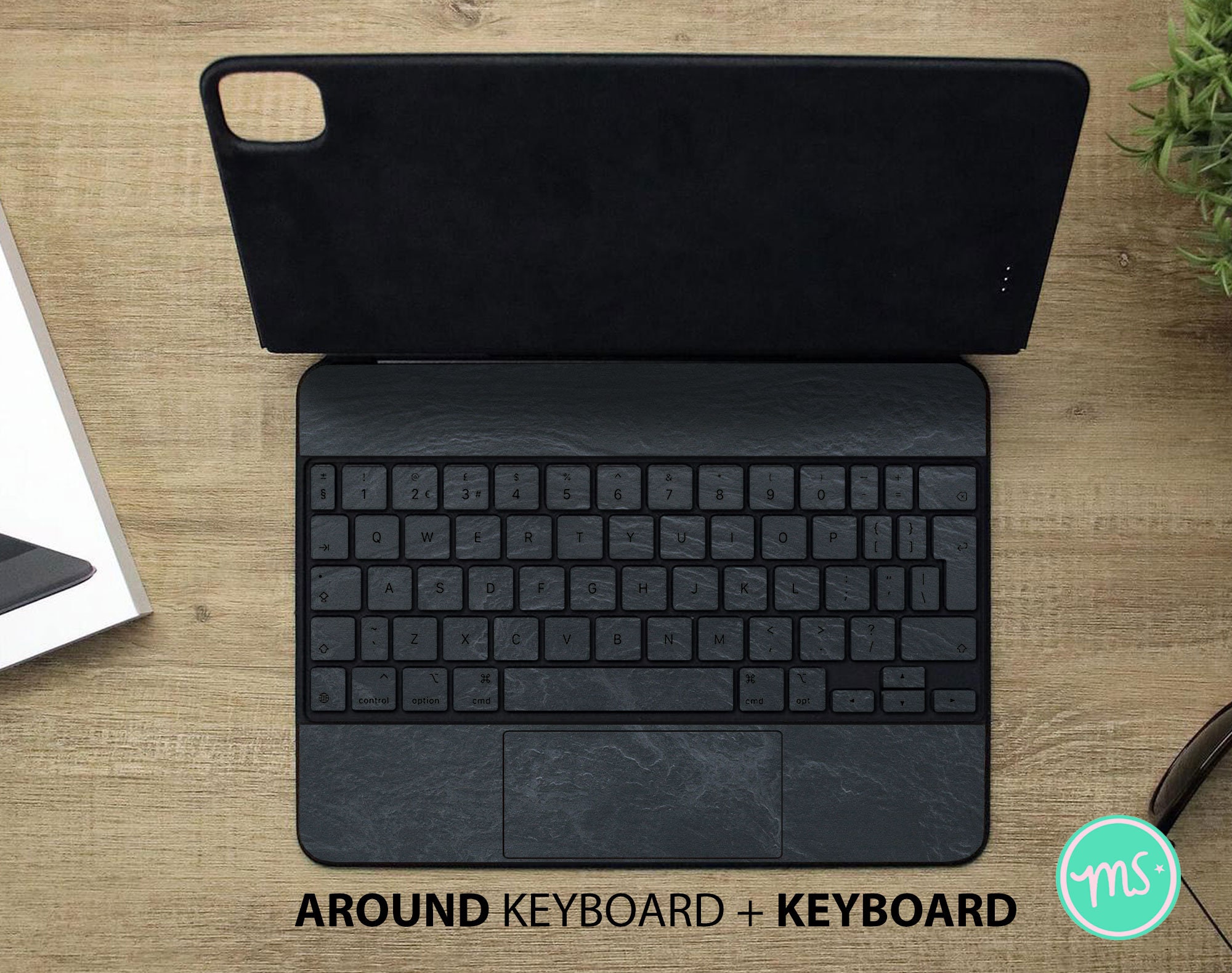 Black Wood Grain Texture iPad Magic Keyboard Case 3M Vinyl Skin for the ...