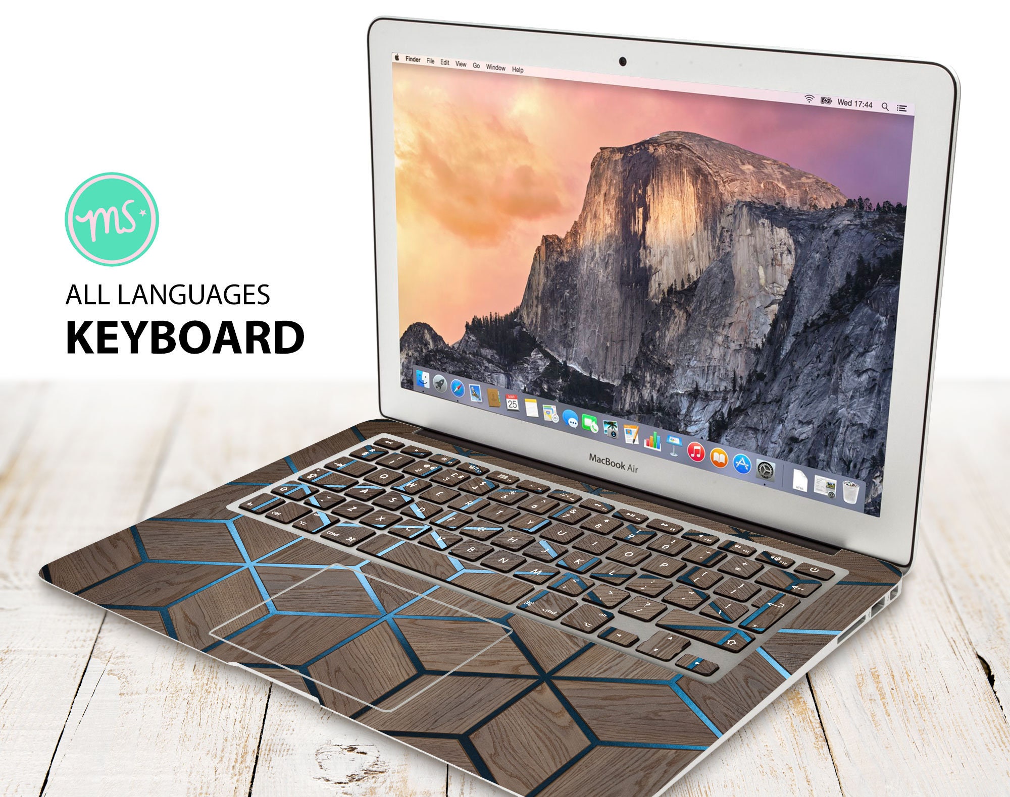 Brown Wood With Steel Decor Decal for Macbook Wood Mac Decal | Etsy