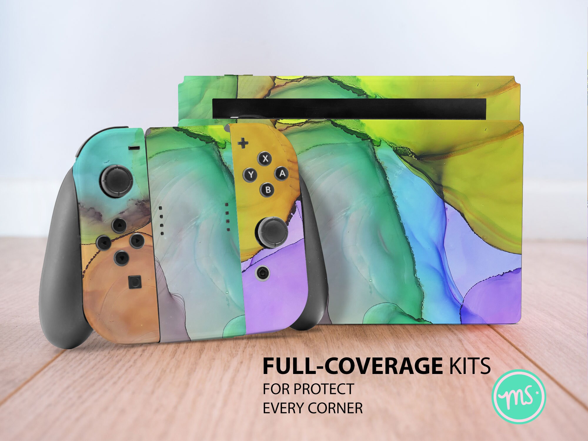 Colorful Bubble Ink Art Nintendo Skin Premium 3M Vinyl Skin for ...