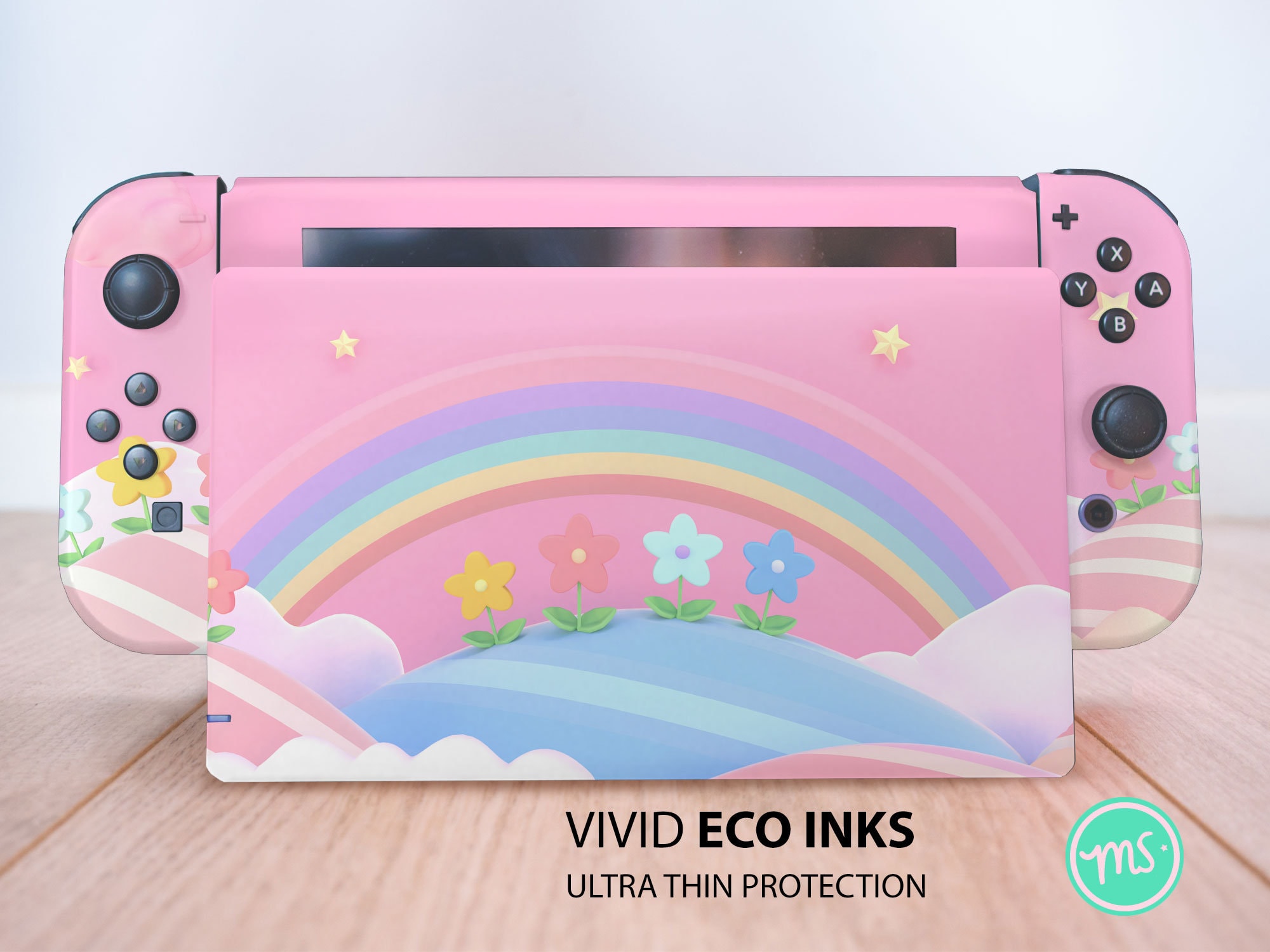 Cute Rainbow on Pink Background Nintendo Skin Rainbow Dock - Etsy