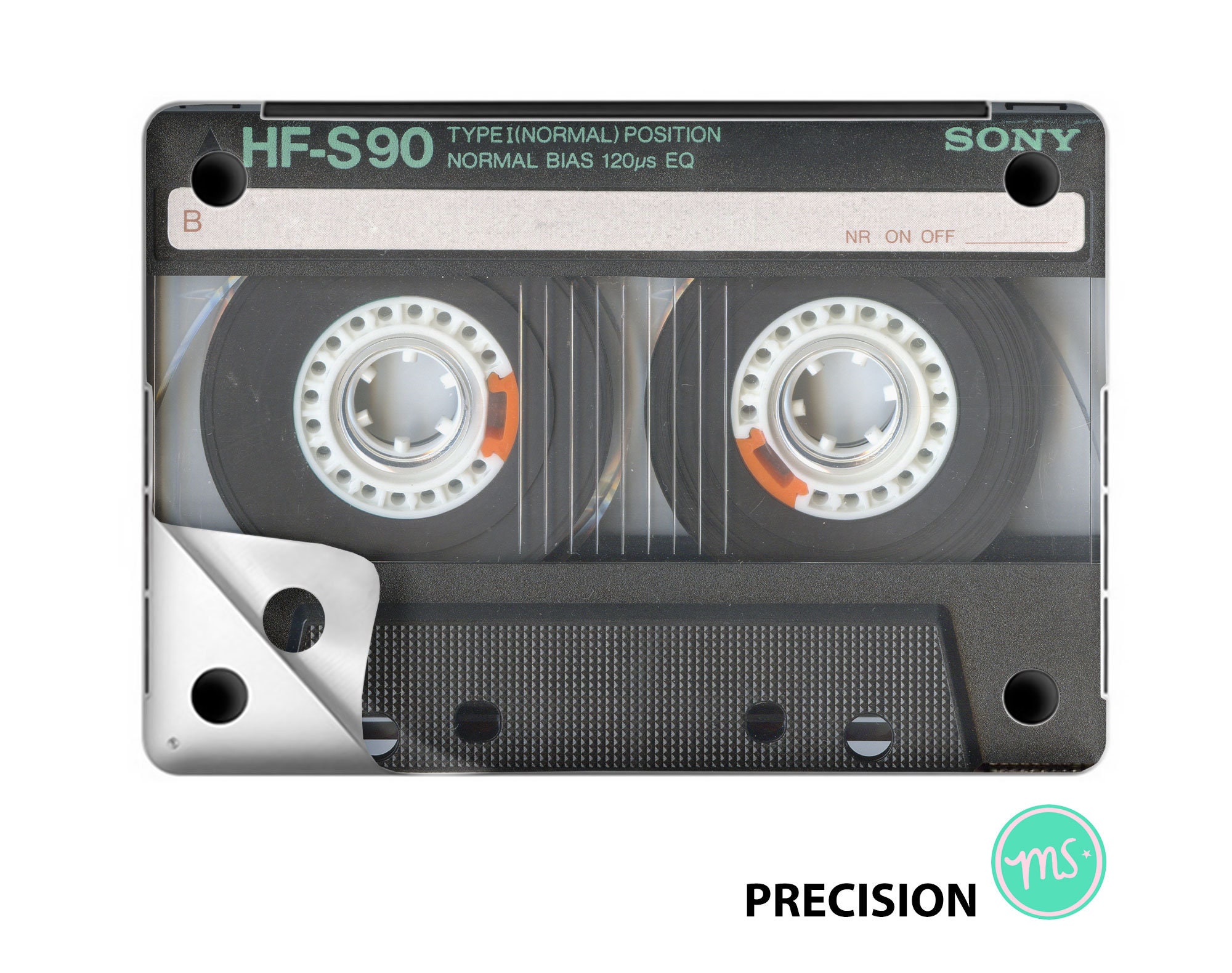 Black Compact Audio Cassette Laptop Skin Premium 3M Vinyl Sticker for ...