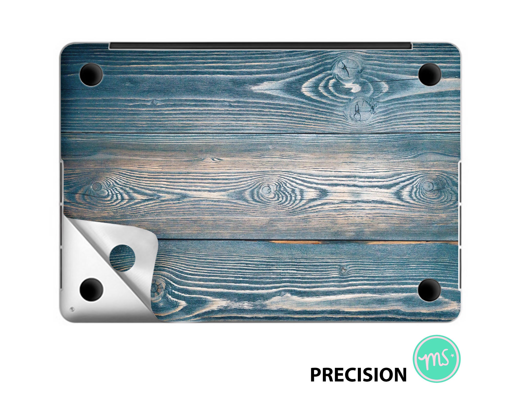 Aged Blue Wood Macbook Decal Full Coverage Laptop Vinil Skin | Etsy