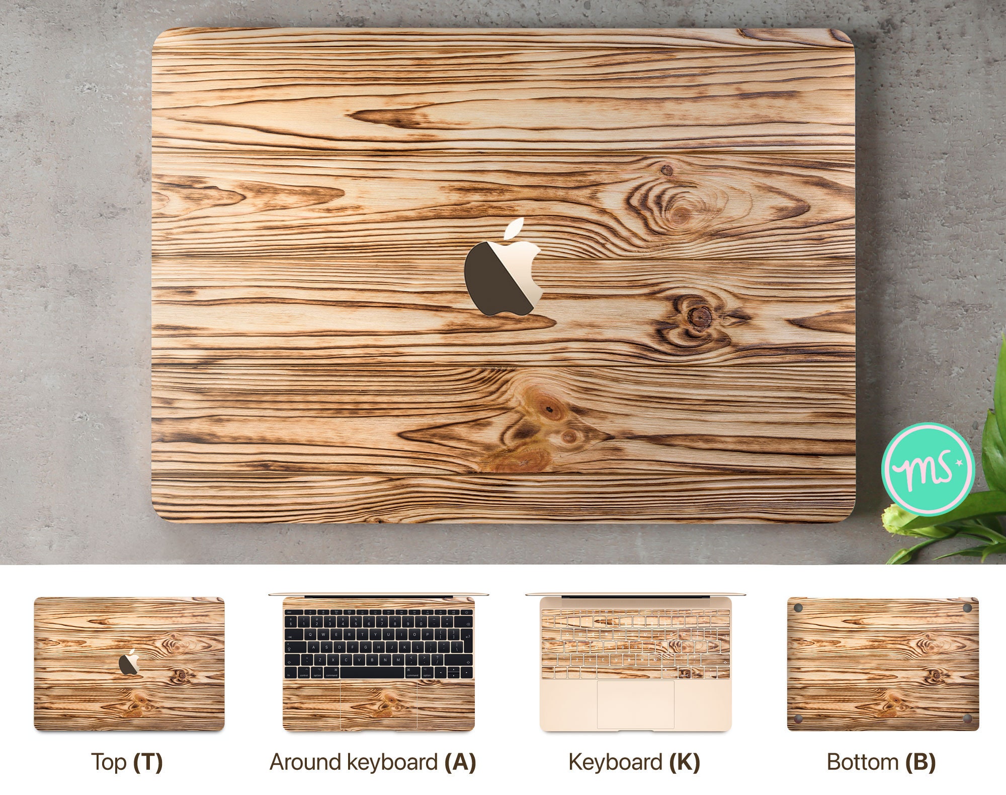 Light Brown Horizontal Wood Texture Laptop Skin Premium 3M Vinyl ...