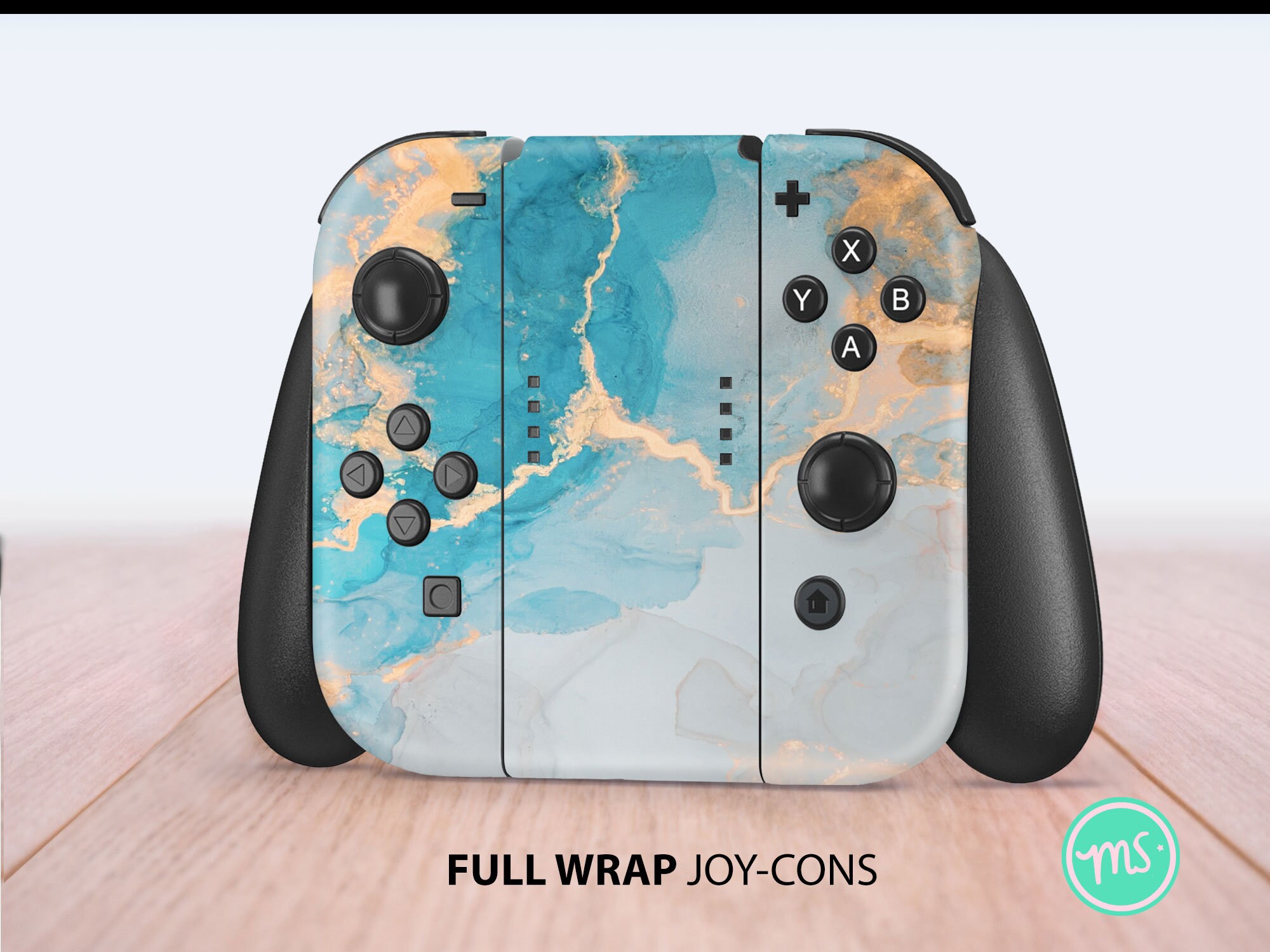 Golden and Blue Abstract Ink Art Nintendo Skin Abstract | Etsy