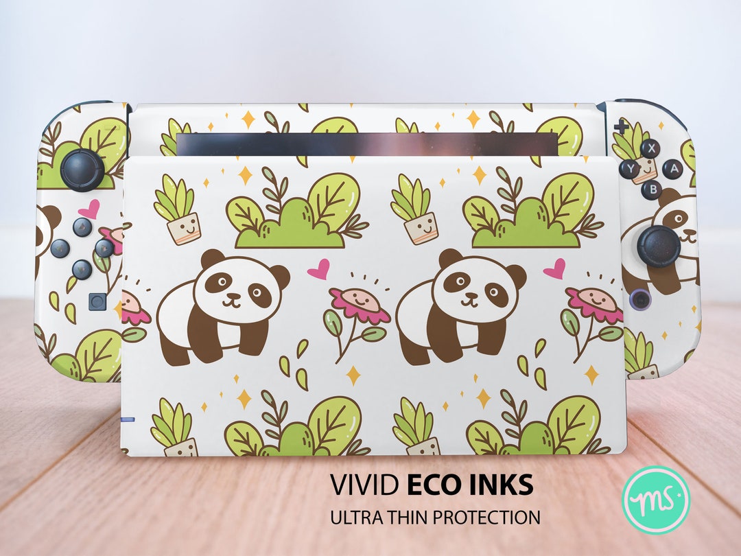 Cute Pandas and Plants Pattern Nintendo Skin Premium 3M Vinyl Skin for ...