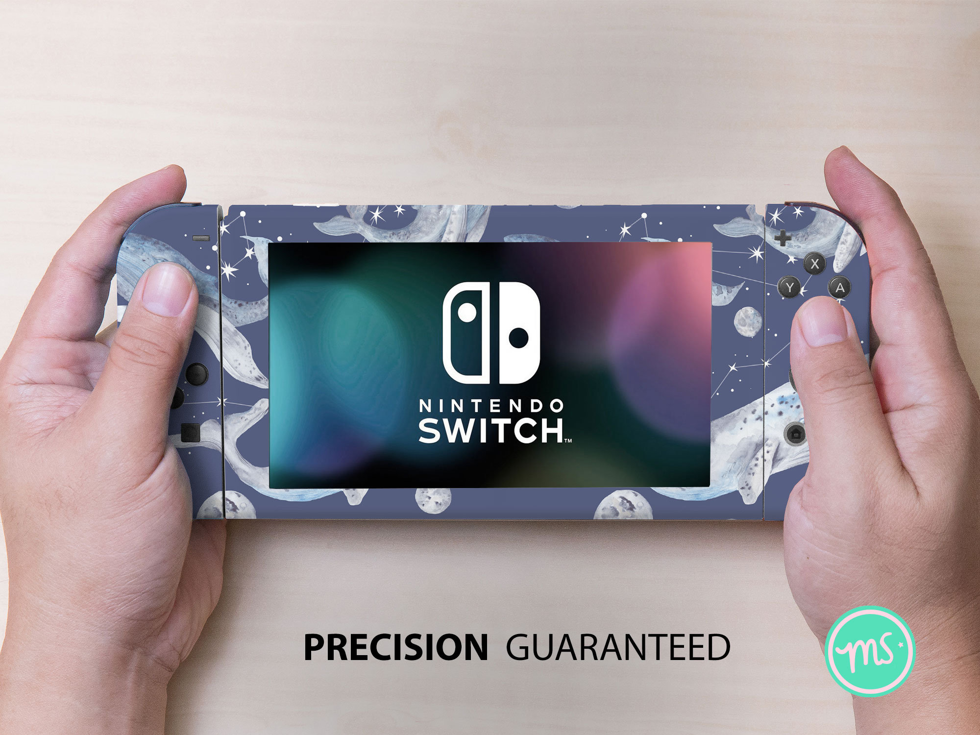 Whales in Night Sky With Constellations Nintendo Skin Premium 3M Vinyl ...