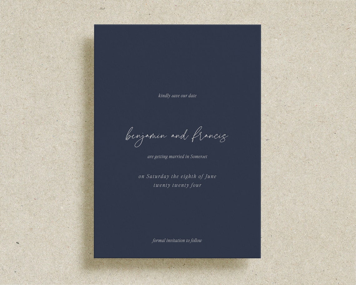 Classic Navy Script Save the Date Francis Collection - Etsy