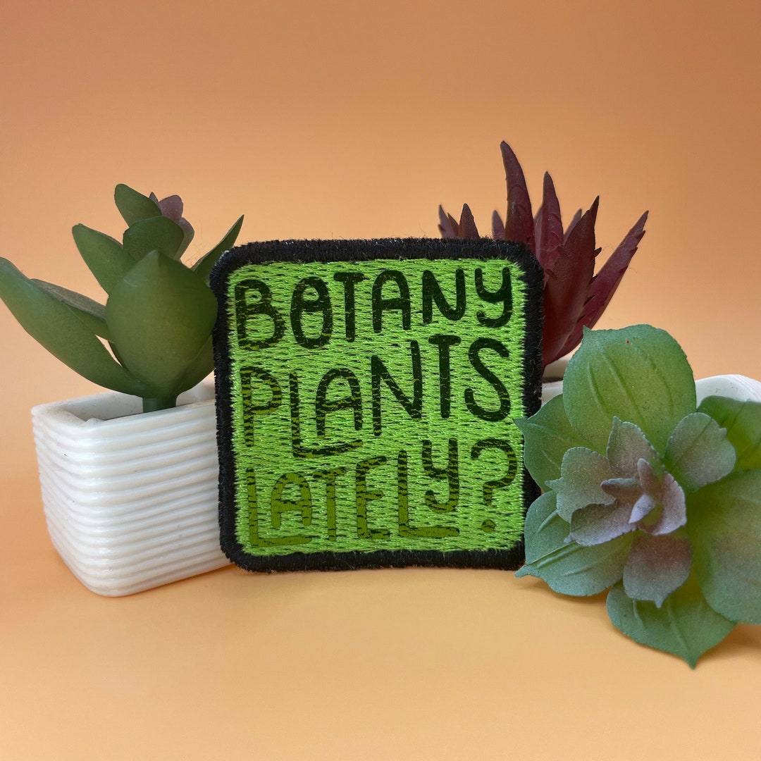 Cute Square Plant Patches W/ Holographic Font - Etsy