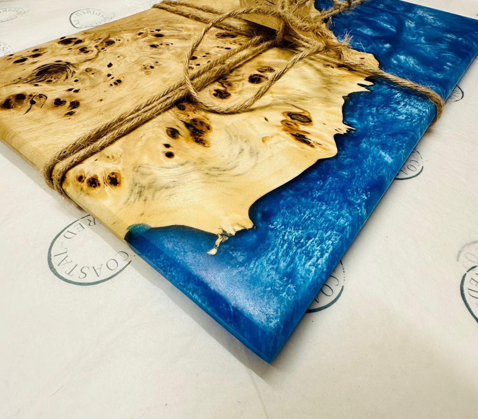 Mappa Burr and Ocean Blue Metallic Resin Charcuterie/ Cheese Board - Etsy