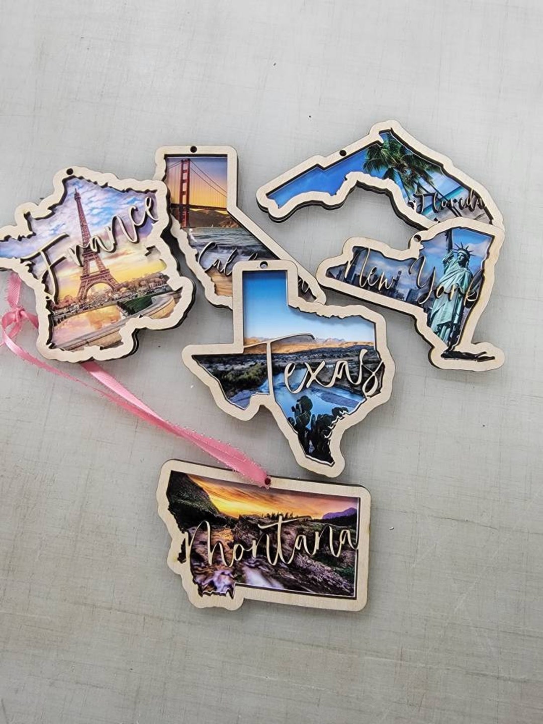 Wood State Ornament Long Distance Gift Custom State Ornament Christmas ...