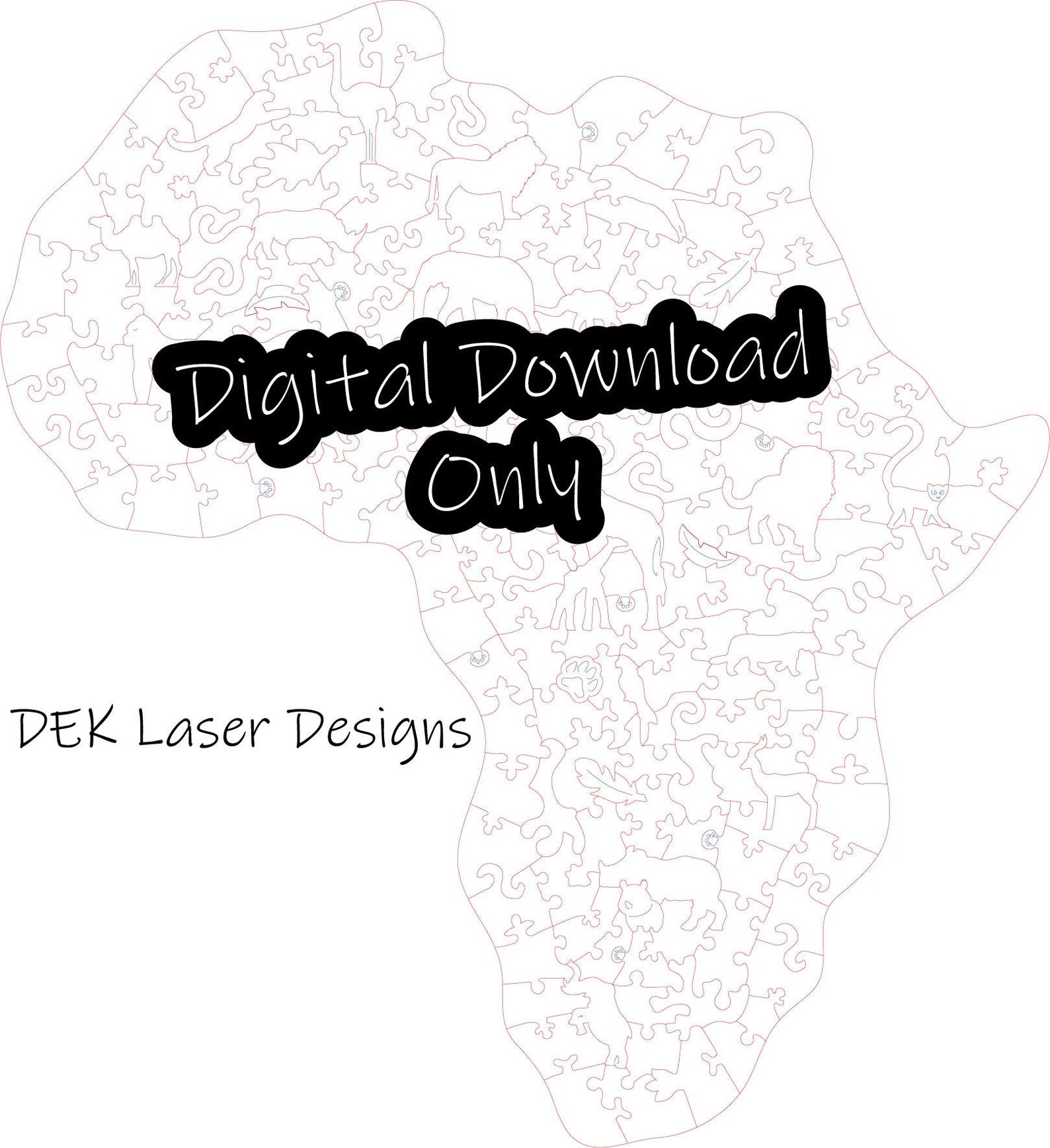 File di taglio laser puzzle a forma di Africa, puzzle animale, puzzle ...