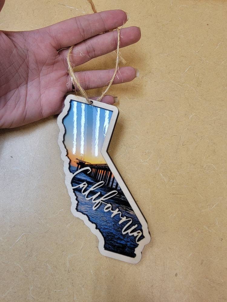 Wood State Ornament Long Distance Gift Custom State Ornament Christmas ...