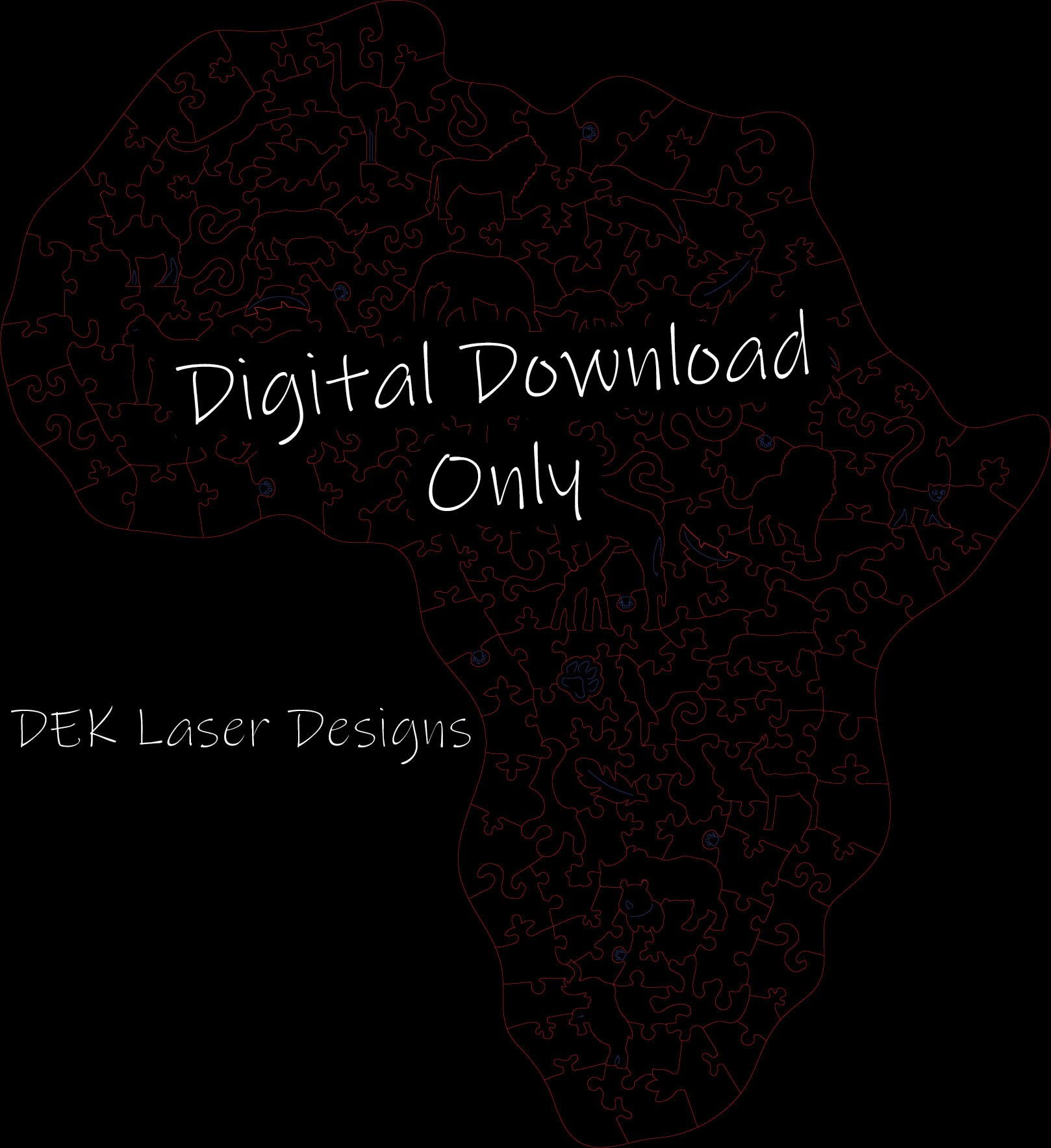 File di taglio laser puzzle a forma di Africa, puzzle animale, puzzle ...