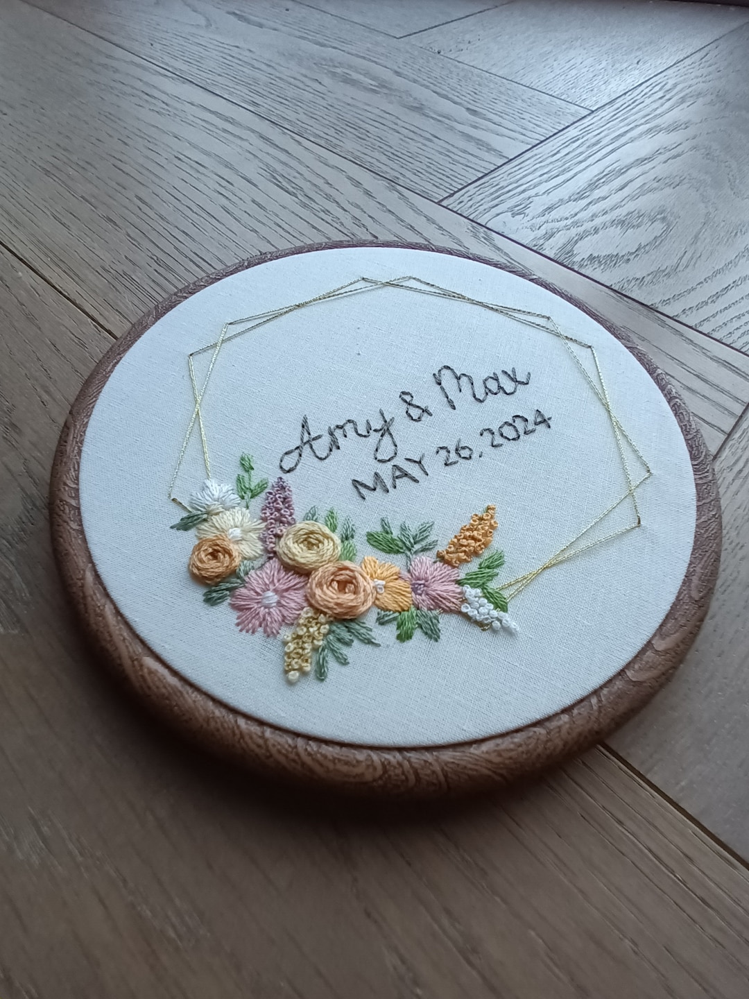 Custom Wedding Anniversary Embroidery Hoop - Cotton Anniversary Gift ...