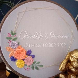 Custom Wedding Anniversary Embroidery Hoop - Cotton Anniversary Gift ...