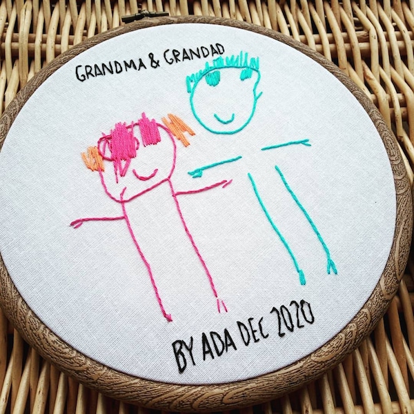 Embroidered Drawing - Etsy UK