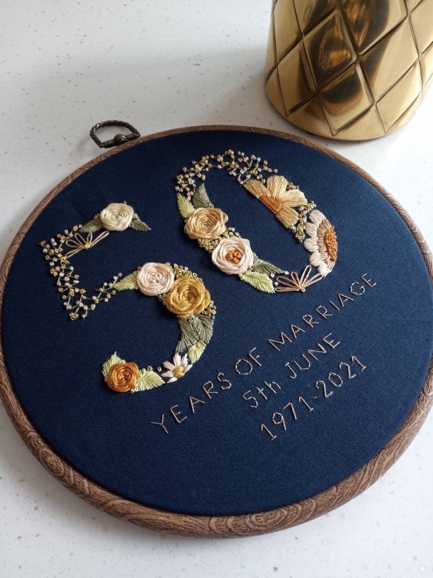 Custom Wedding Anniversary Embroidery Hoop Anniversary Gift | Etsy UK