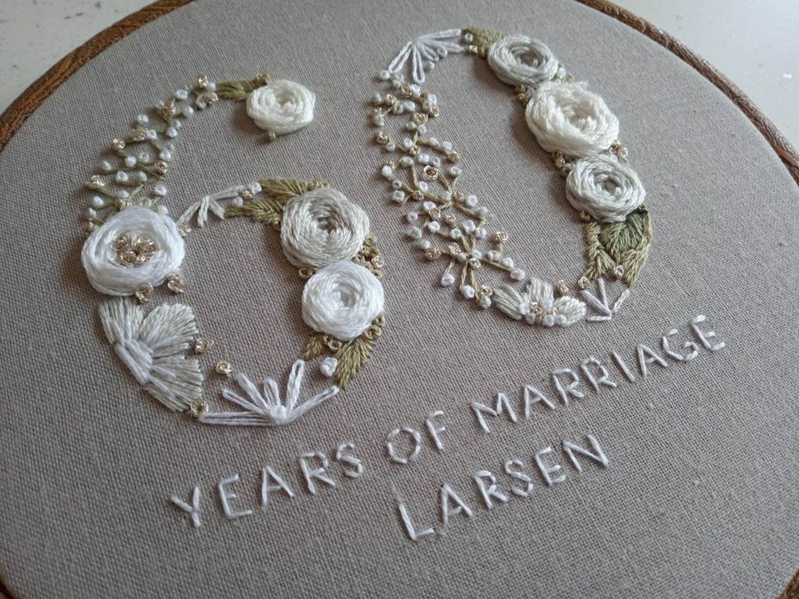 Custom Wedding Anniversary Embroidery Hoop - Anniversary Gift - Floral ...