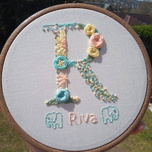 Custom Nursery Name Initials, Baby Letters Wall Art, Floral Initial ...