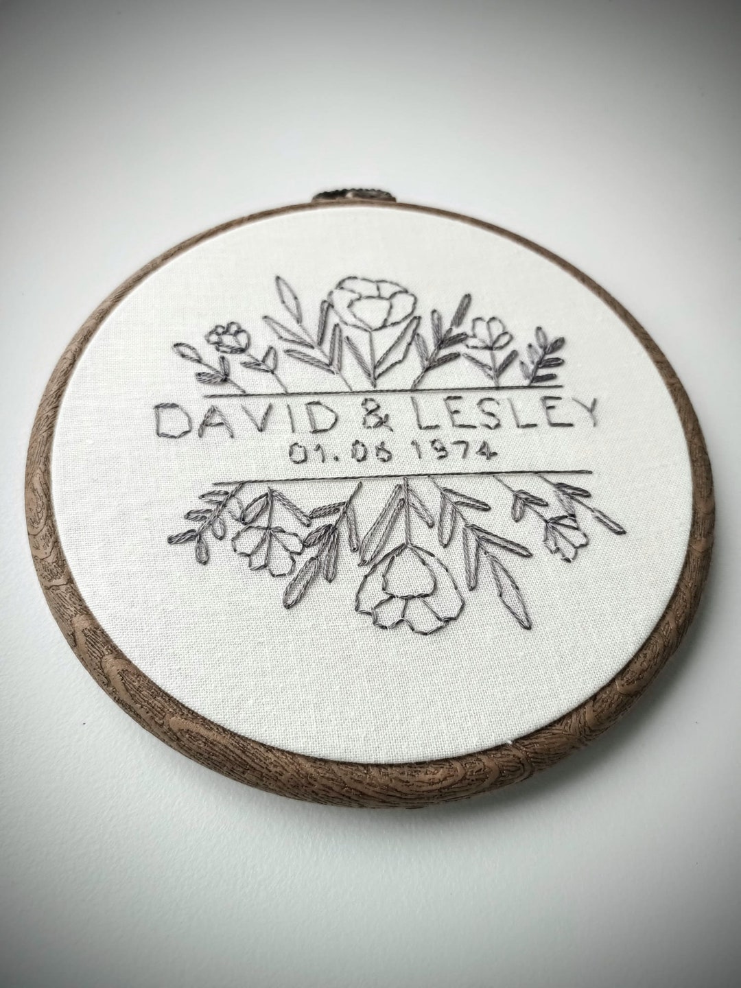 Custom Wedding Anniversary Embroidery Hoop - Cotton Anniversary Gift ...