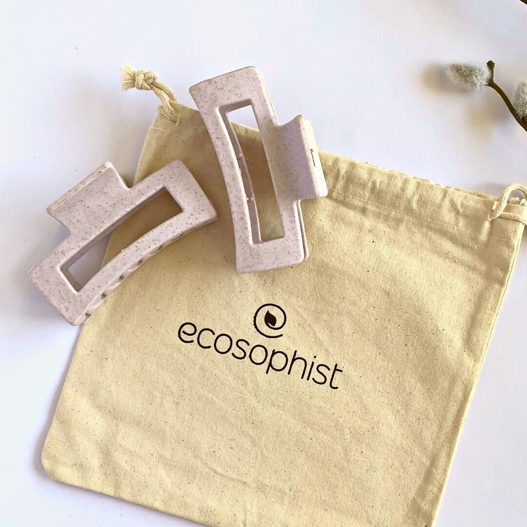 Biodegradable Square Hair Claw Clip 2pcs | Wheat Straw Hair Claw Clip ...