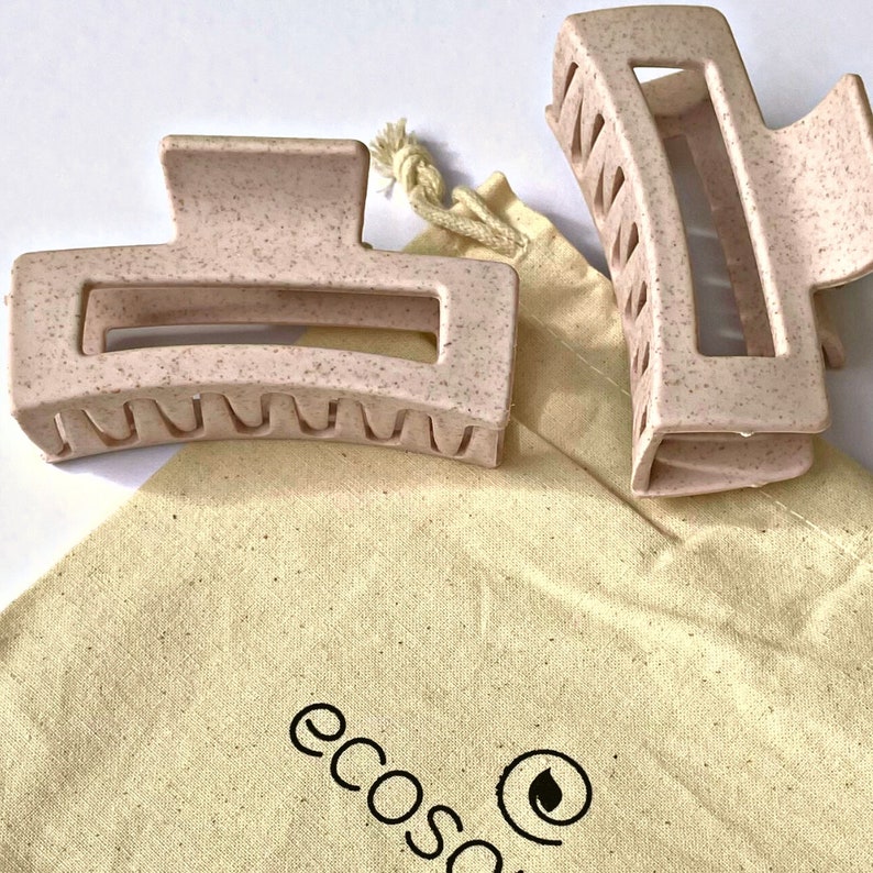 Biodegradable Square Hair Claw Clip 2pcs | Wheat Straw Hair Claw Clip ...