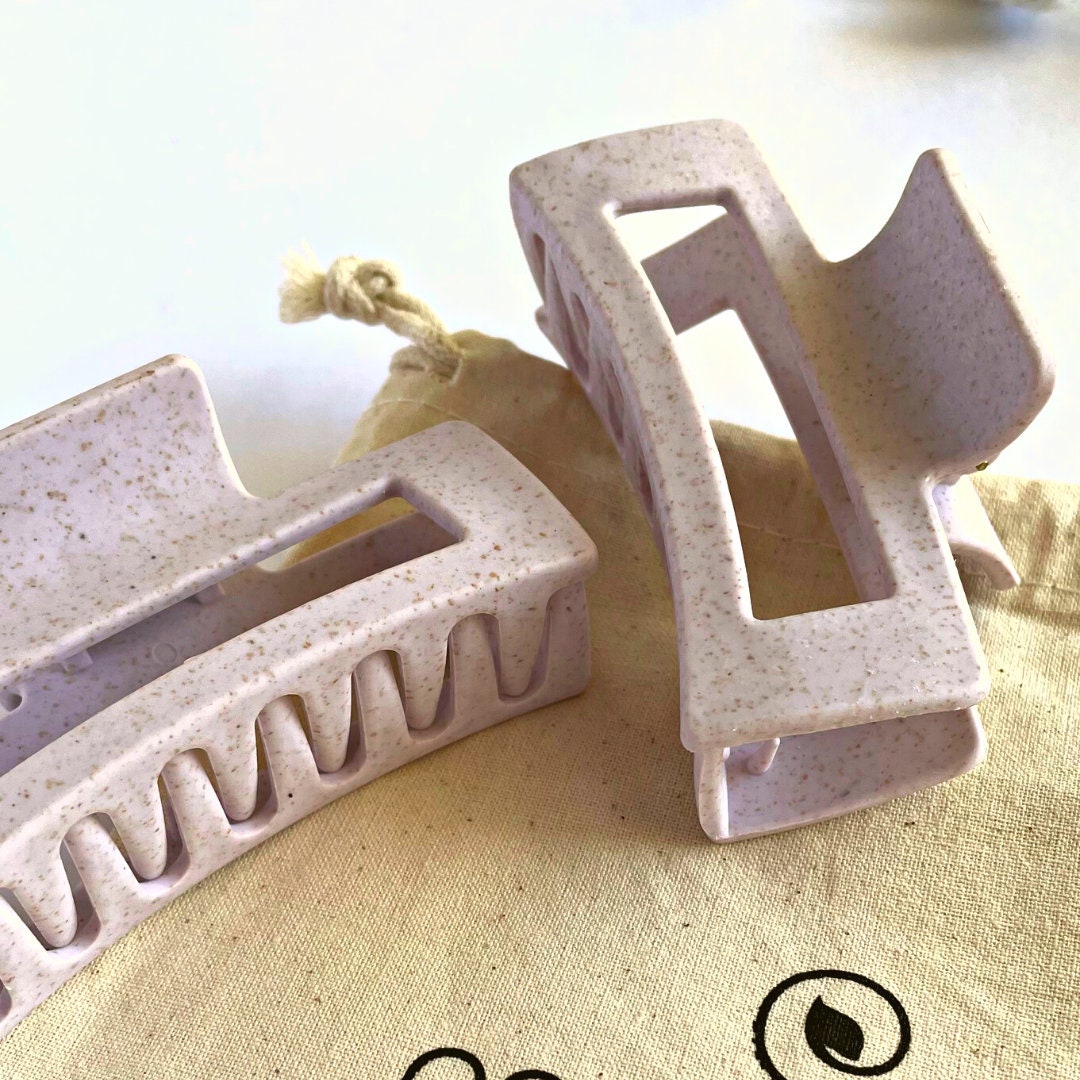 Biodegradable Square Hair Claw Clip 2pcs | Wheat Straw Hair Claw Clip ...