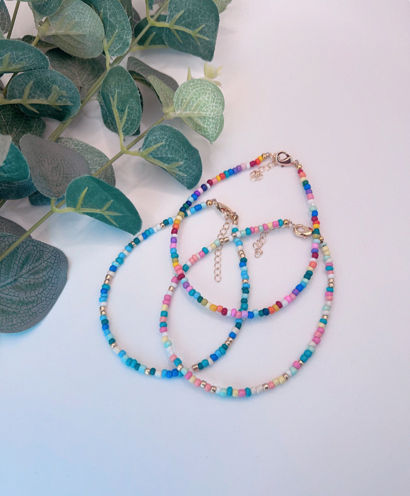 Beaded Anklets, Colourful Beaded Anklets, Summer Jewellery, Beaded ...