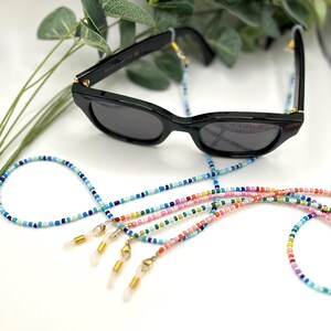 Colourful Beaded Glasses Chains, Rainbow Glasses Chain, Blue Sunglasses ...
