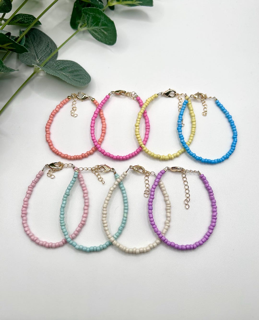 Childs Pastel Beaded Anklets, Seed Bead Anklet, Kids Beaded Anklet ...