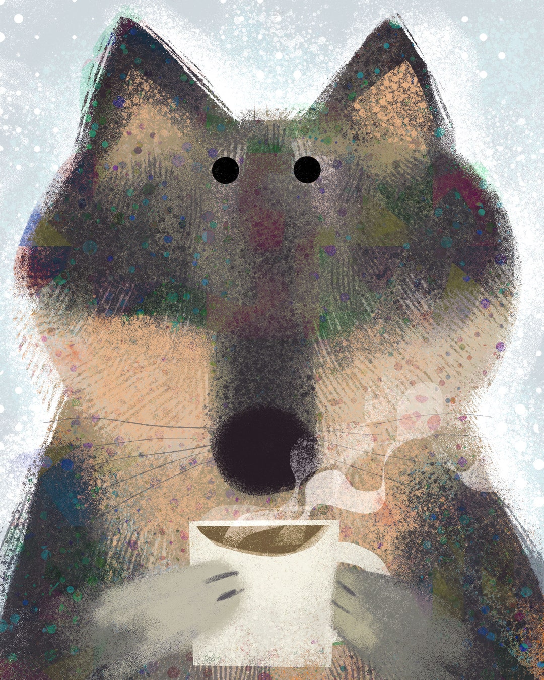 Wolf With Coffee - Etsy