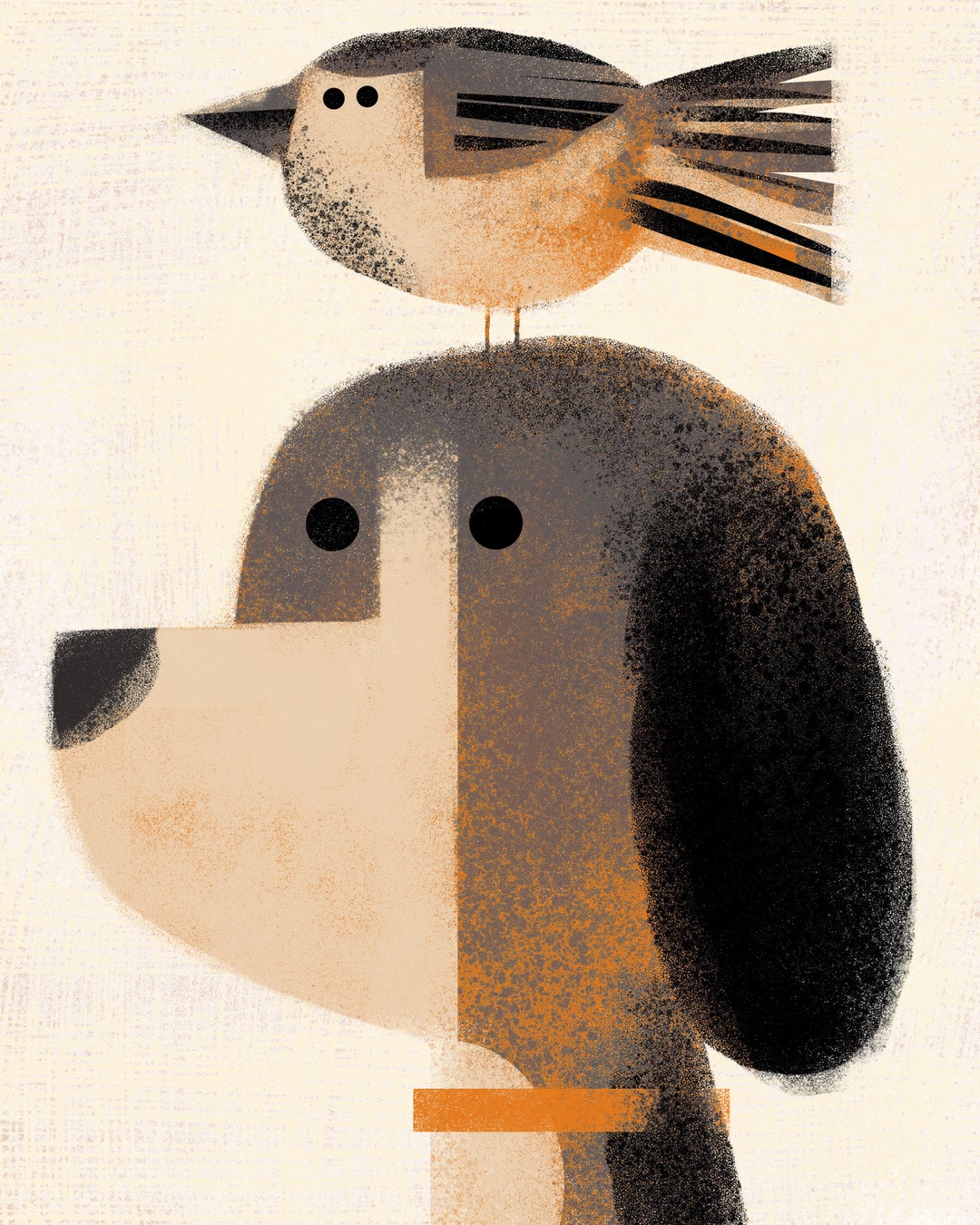 Dazed Dog With Pesky Fat Sparrow - Etsy