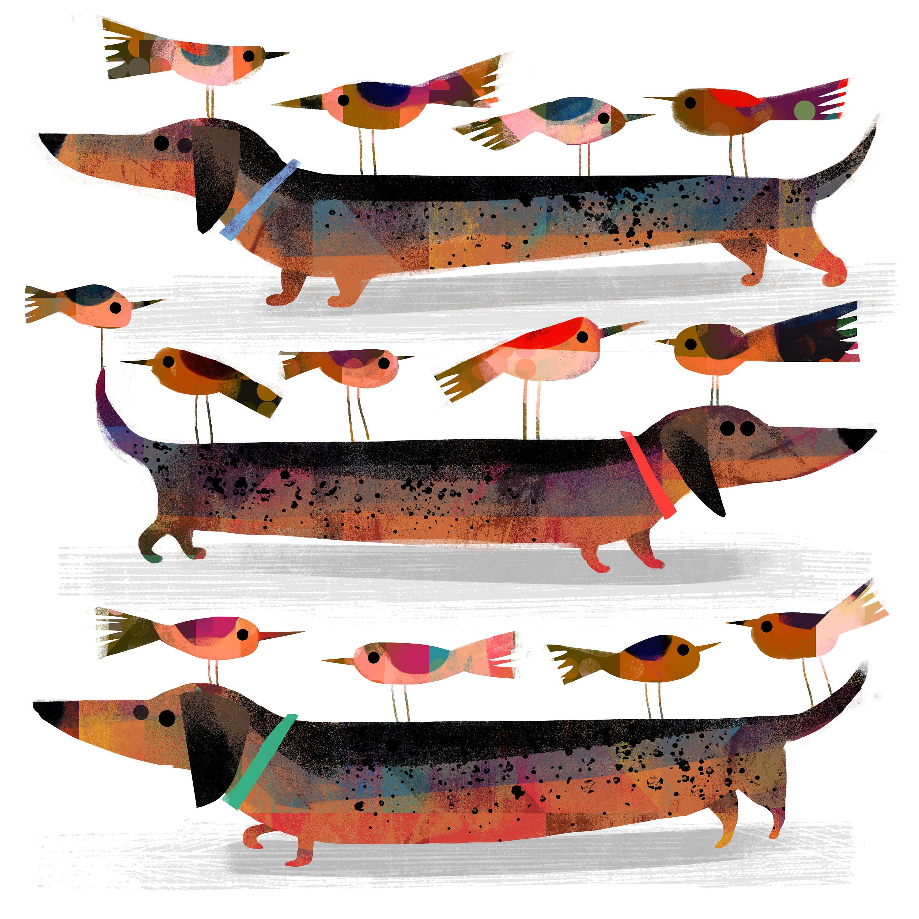 Sausage Dogs With Pesky Birds - Etsy