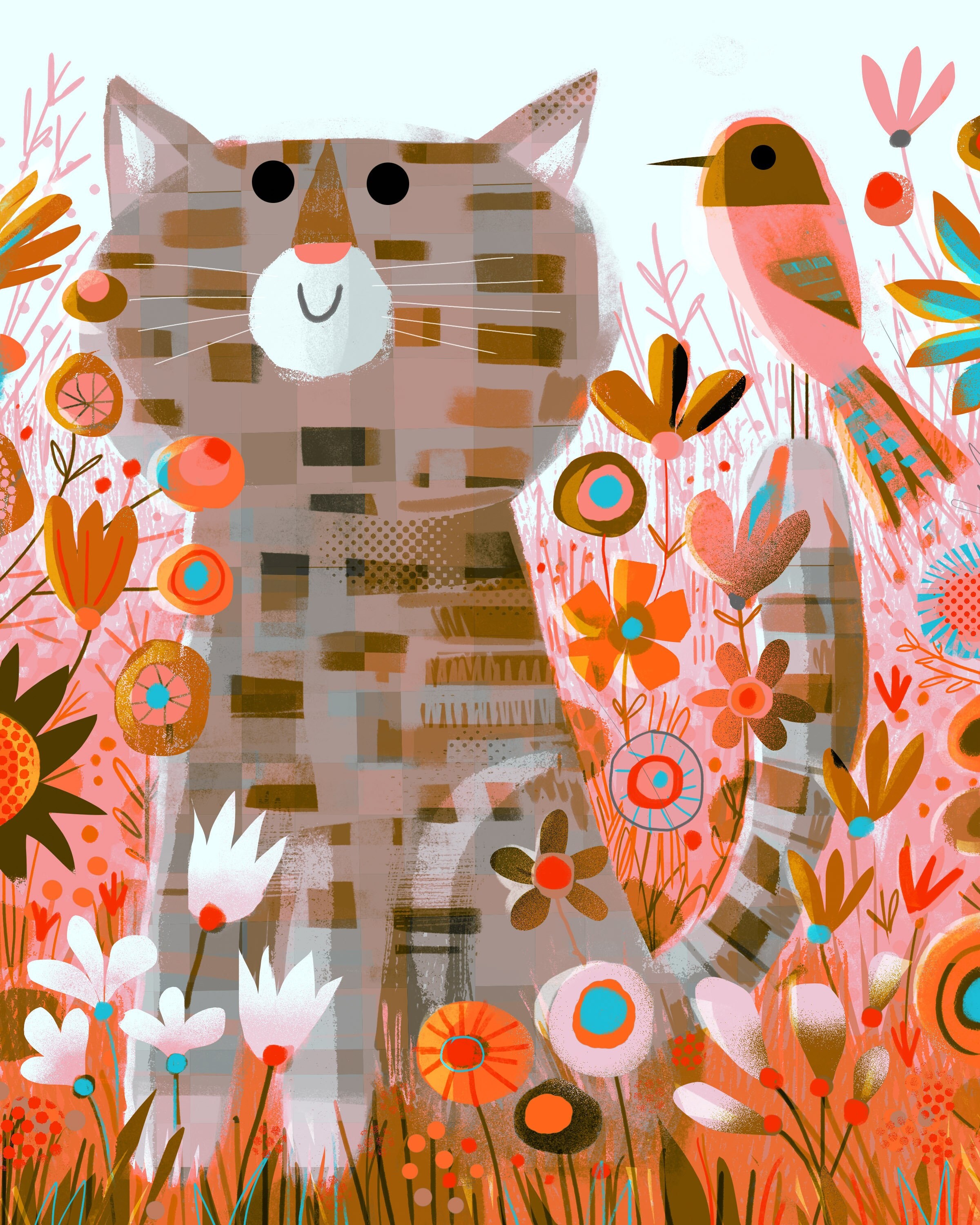 Cat and Bird - Etsy