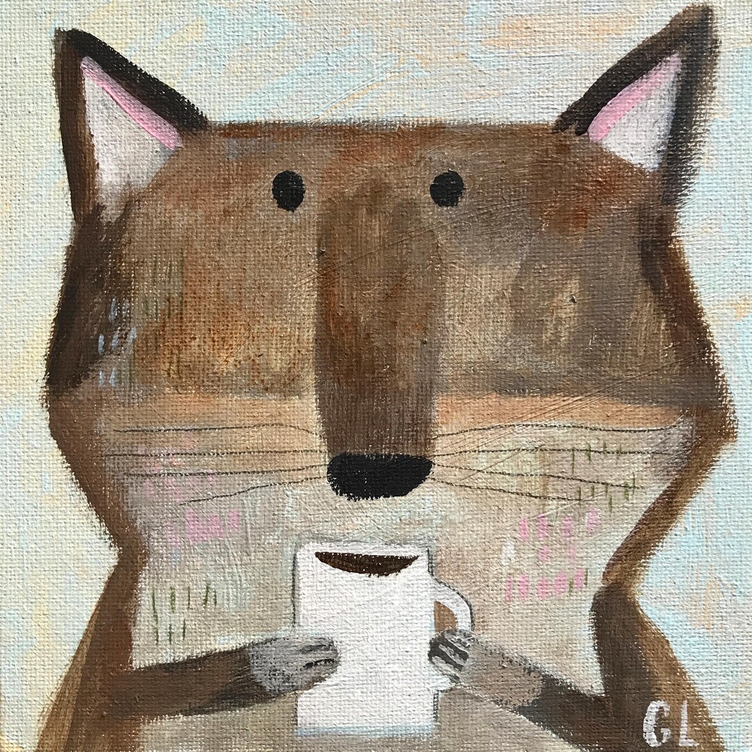 Wolf With Coffee - Etsy UK