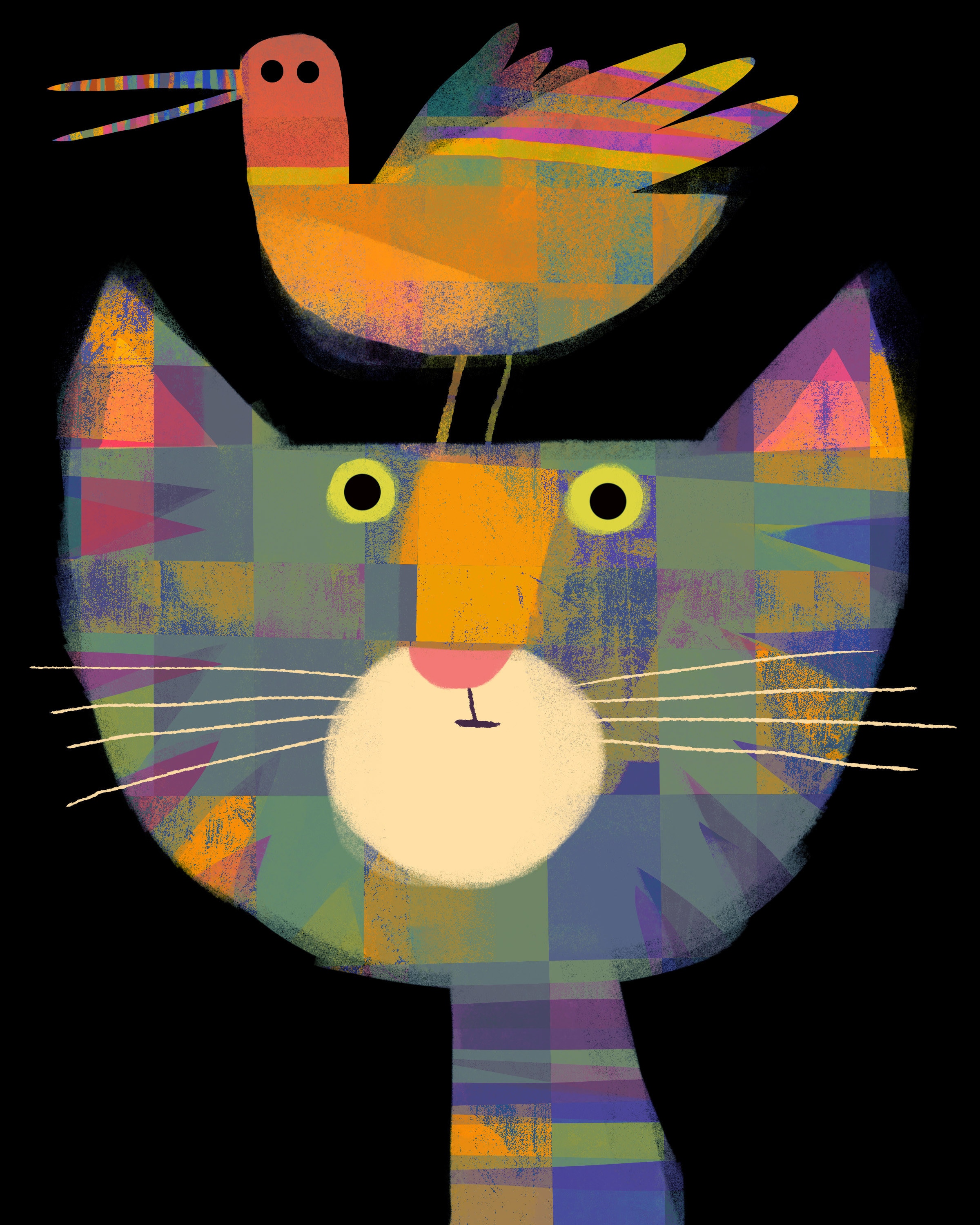 Dazed Puss With Pesky Bird - Etsy