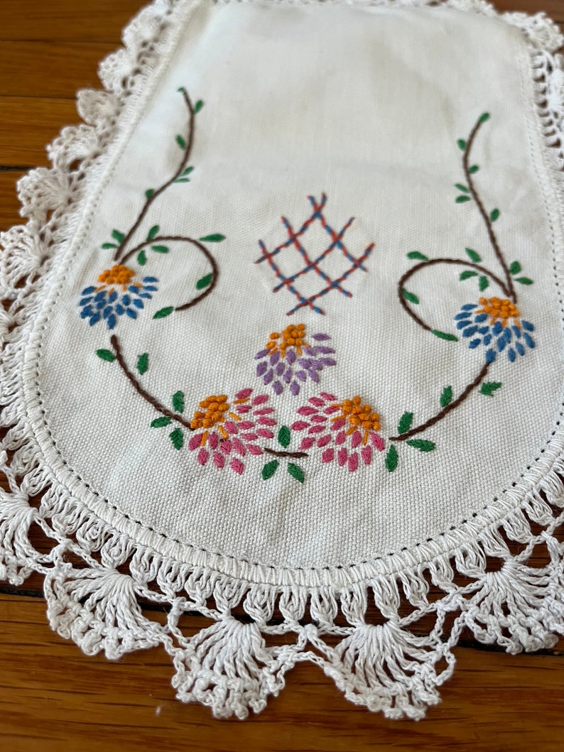 Vintage Embroidery Antimacassar Set 4 Piece - Etsy