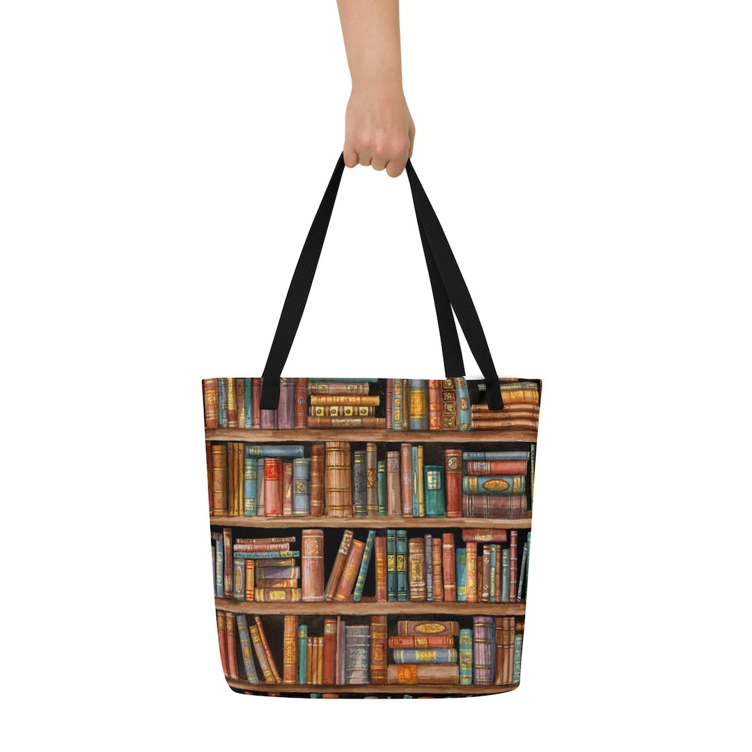 Book Carrier, Large Book Bag With Pocket, Tote Bag for Book Lovers ...