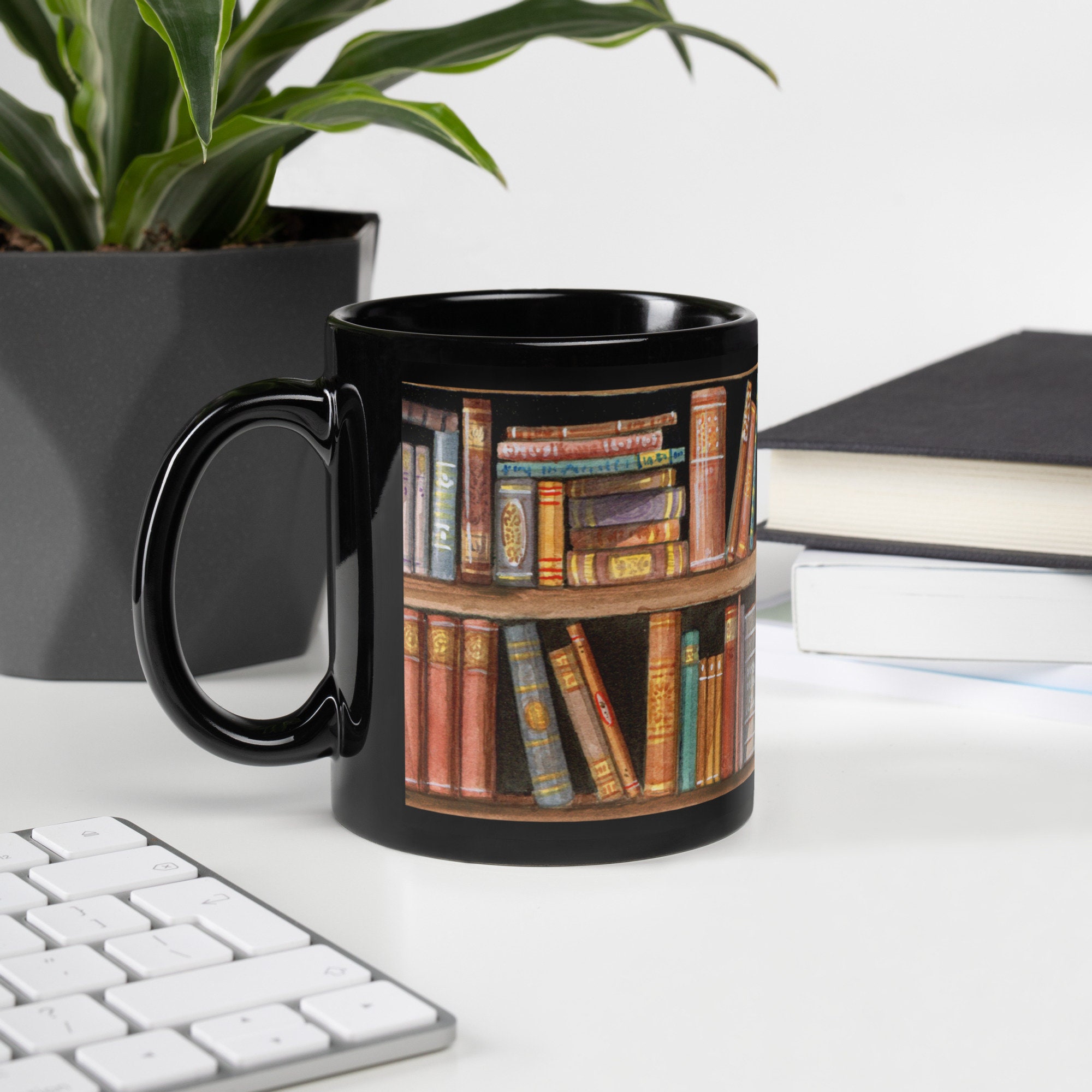 Bookshelf Coffe Mug, Cute Tea Cup for Book Lovers and Readers, Back to ...