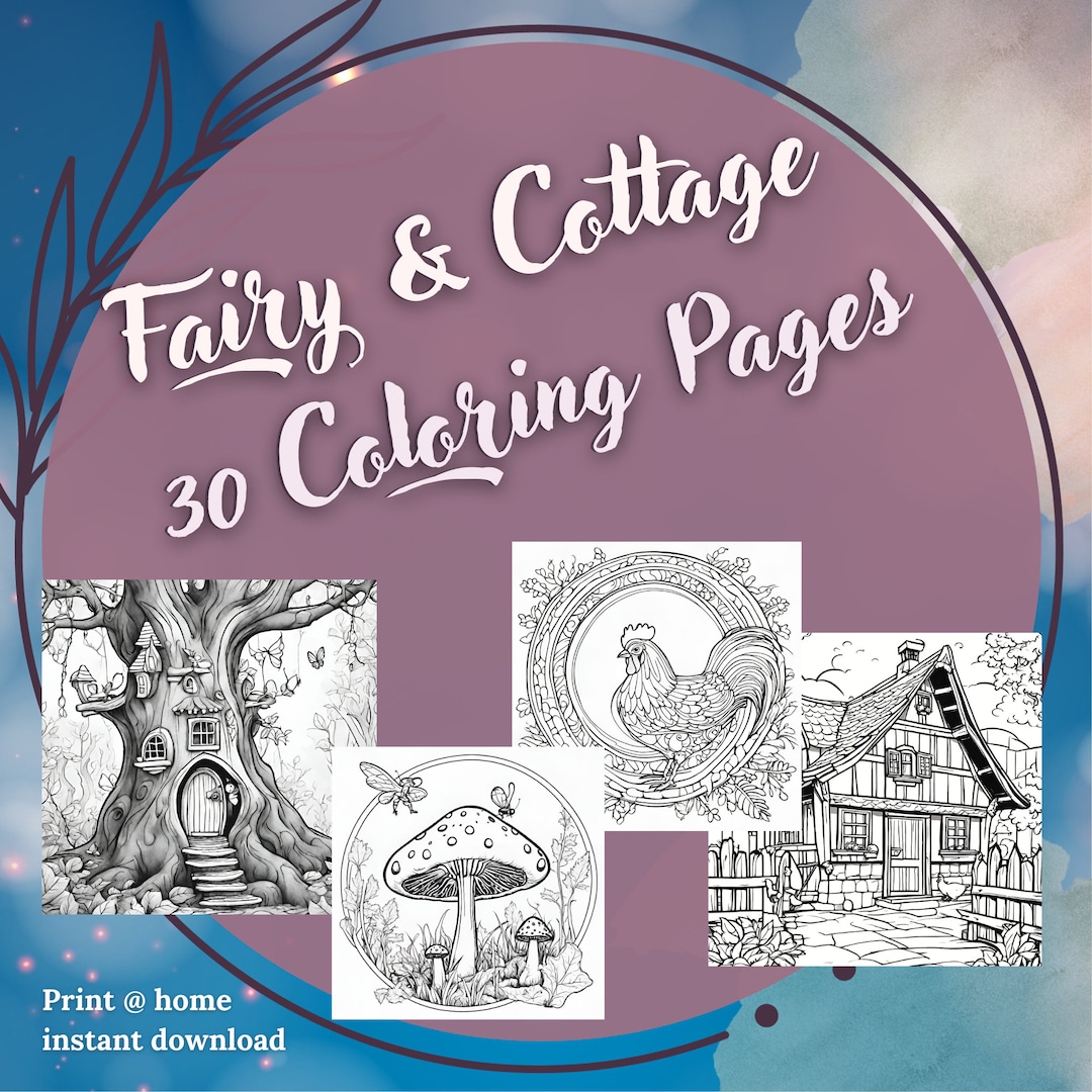 30 Cottage Core Coloring Pages, Print at Home Fairy Core Coloring Book ...