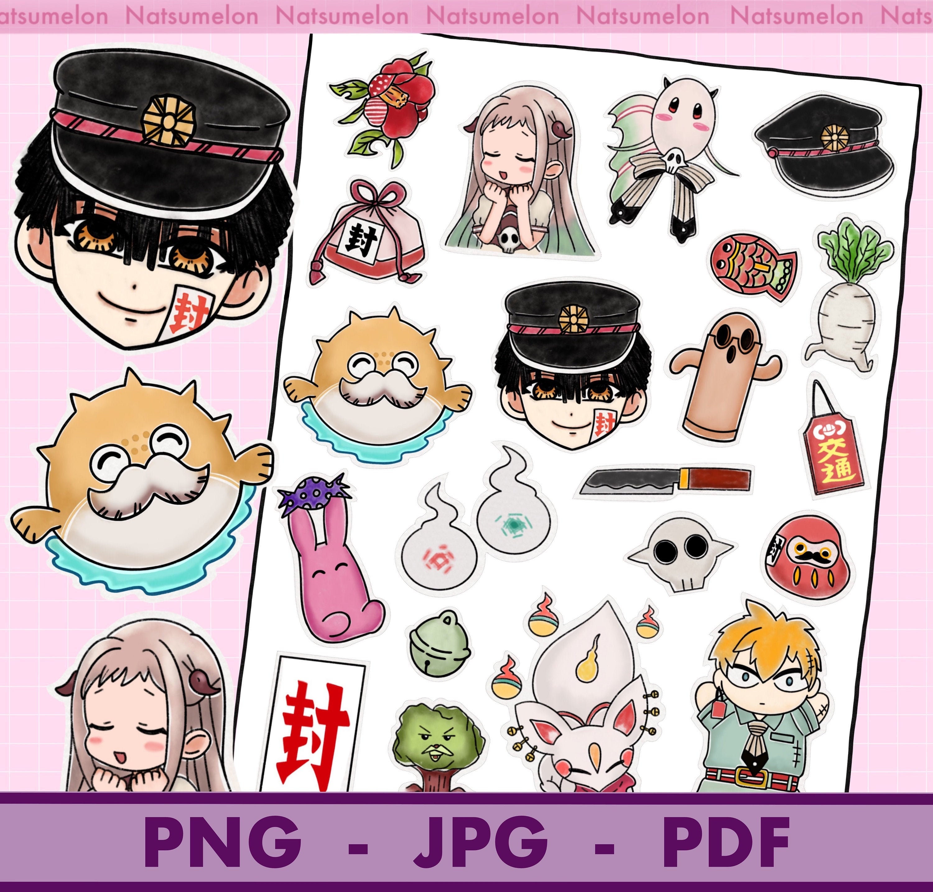 Jshk-themed Printable Stickers,cliparts 21 Watercolor Cliparts Hanako ...