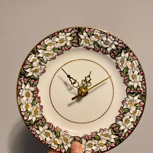 Cottagecore China Plate Clock With Floral Design. Hand Made Clock ...