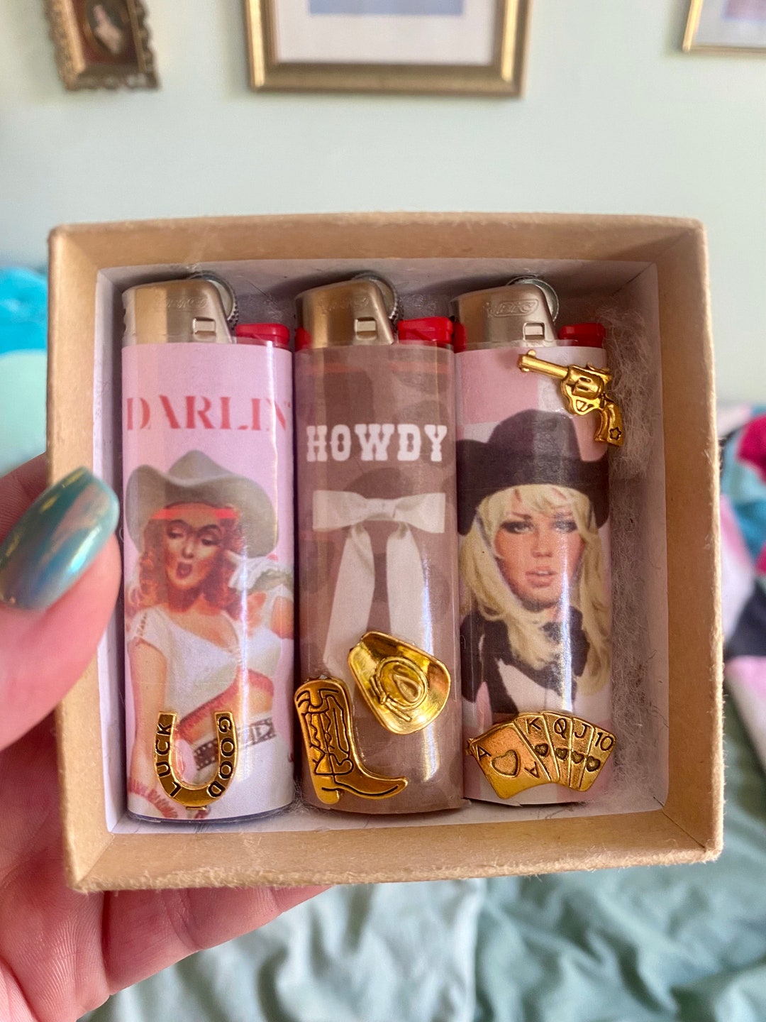 Cute Cowgirl BIC Lighters/ Pack of Three Lighters / Stoner Gift Set ...