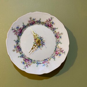 Cottagecore Plate Clock With Floral Design. Hand Made Clock, Battery ...