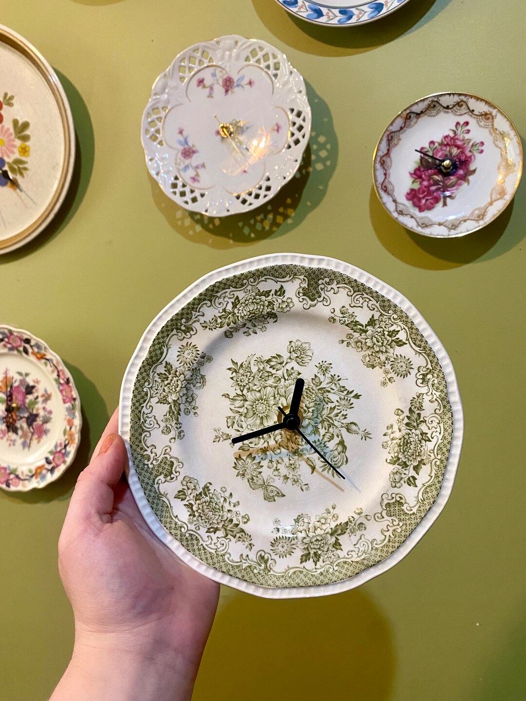 Cottagecore China Plate Clock With Floral Design. Hand Made Clock ...