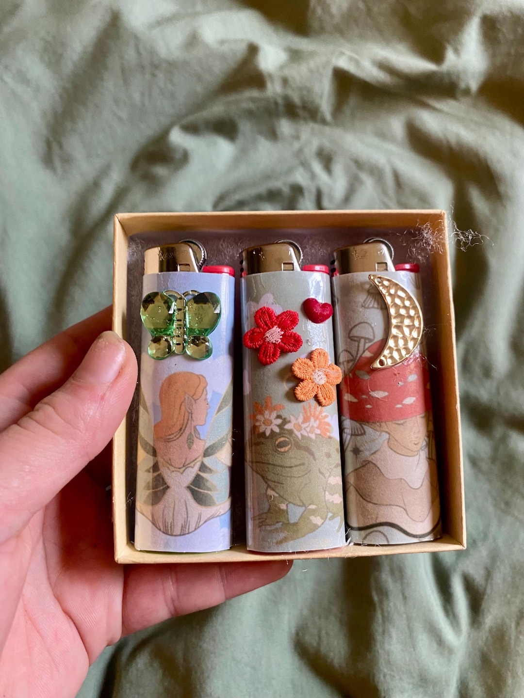 Fairy Hand Made BIC Lighter Set/ Pack of Three Lighters With Vinyl Seal ...