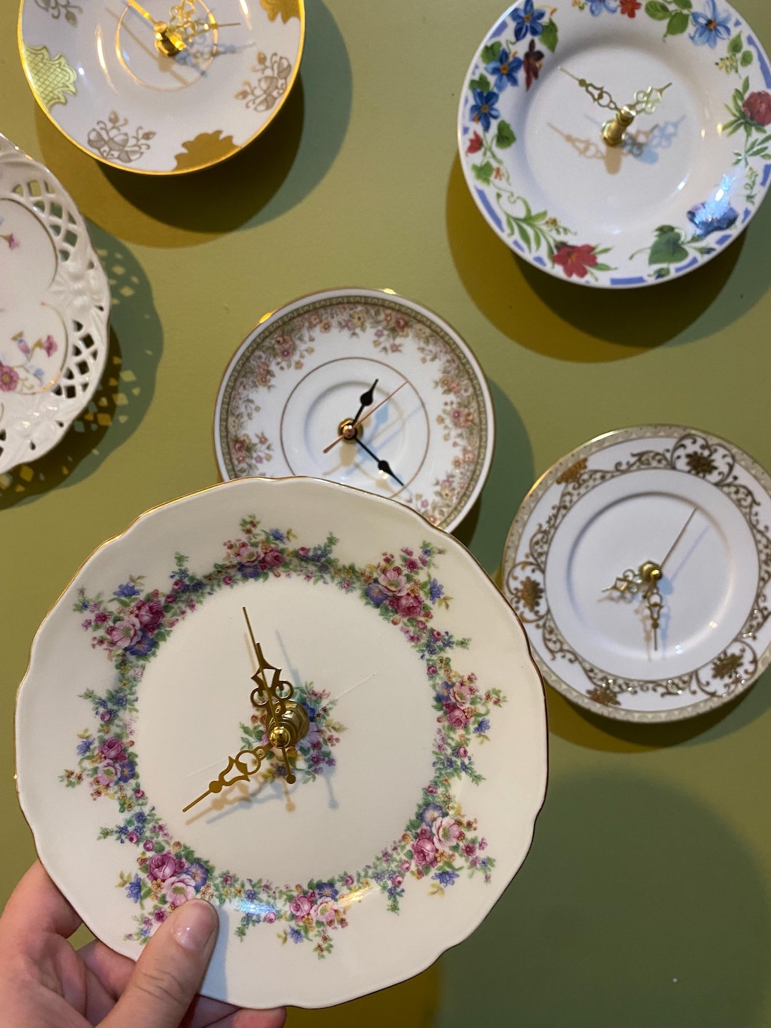Cottagecore Plate Clock With Floral Design. Hand Made Clock, Battery ...
