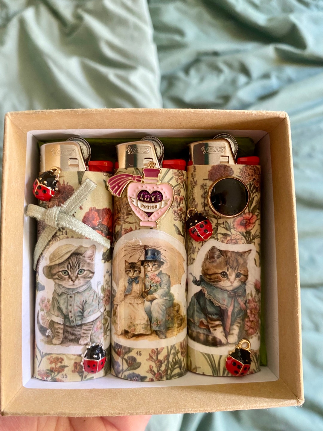 Floral Cats Cute BIC LIGHTERS /pack of Three Fairytale Aesthetic BIC ...